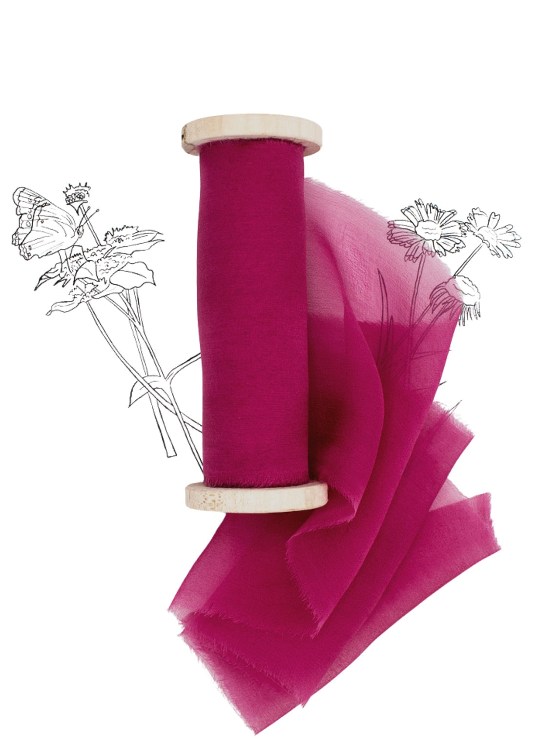 Blazing Star Pink Silk Gauze Ribbon - The Lesser Bear